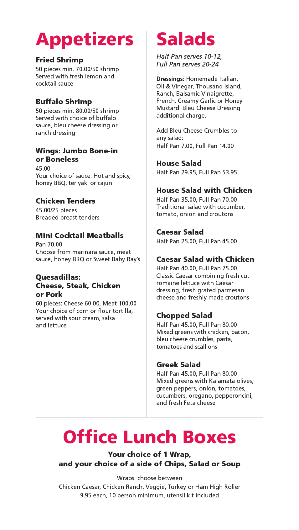 Catering | Village Inn Pizzeria